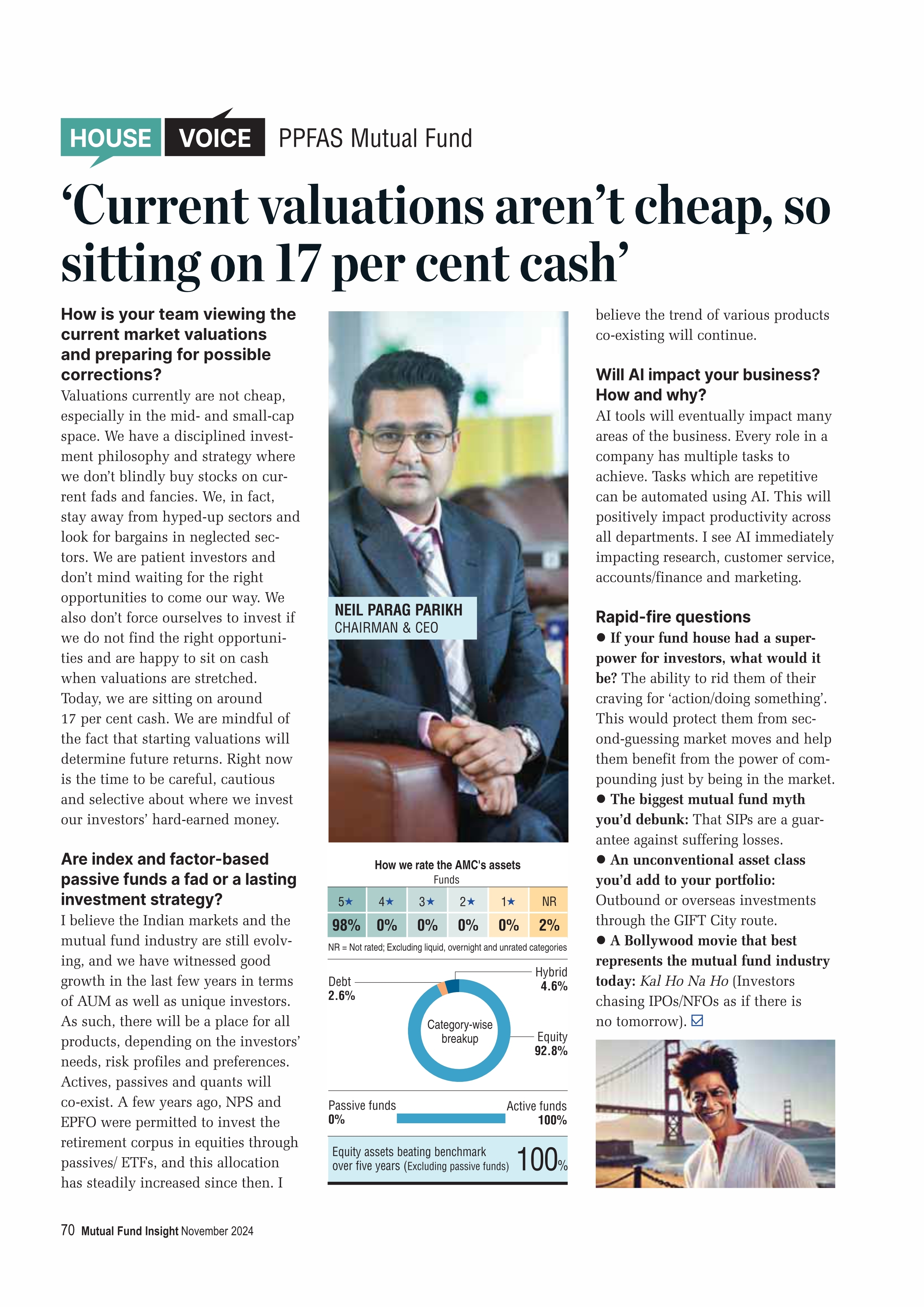 Mr. Neil Parag Parikh's interview in Mutual Fund Insight ,October 2024